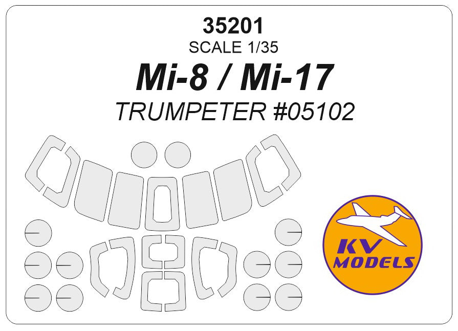 KVモデル 35201 1/35 Mi-8 / Mi-17 (トランぺッター #05102) + ホイール キャノピーマスキングシート ...