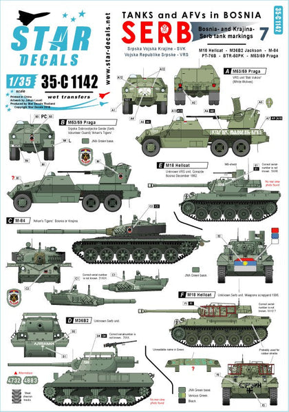 スターデカール 35-C1142 1/35 ボスニア紛争のAFV #7 セルビア人のM18ヘルキャット, M36B2ジャクソン, M84 ...